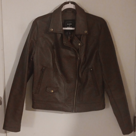 Cleo + Wolf | Jackets & Coats | Faux Brown Leather Jacket | Poshmark